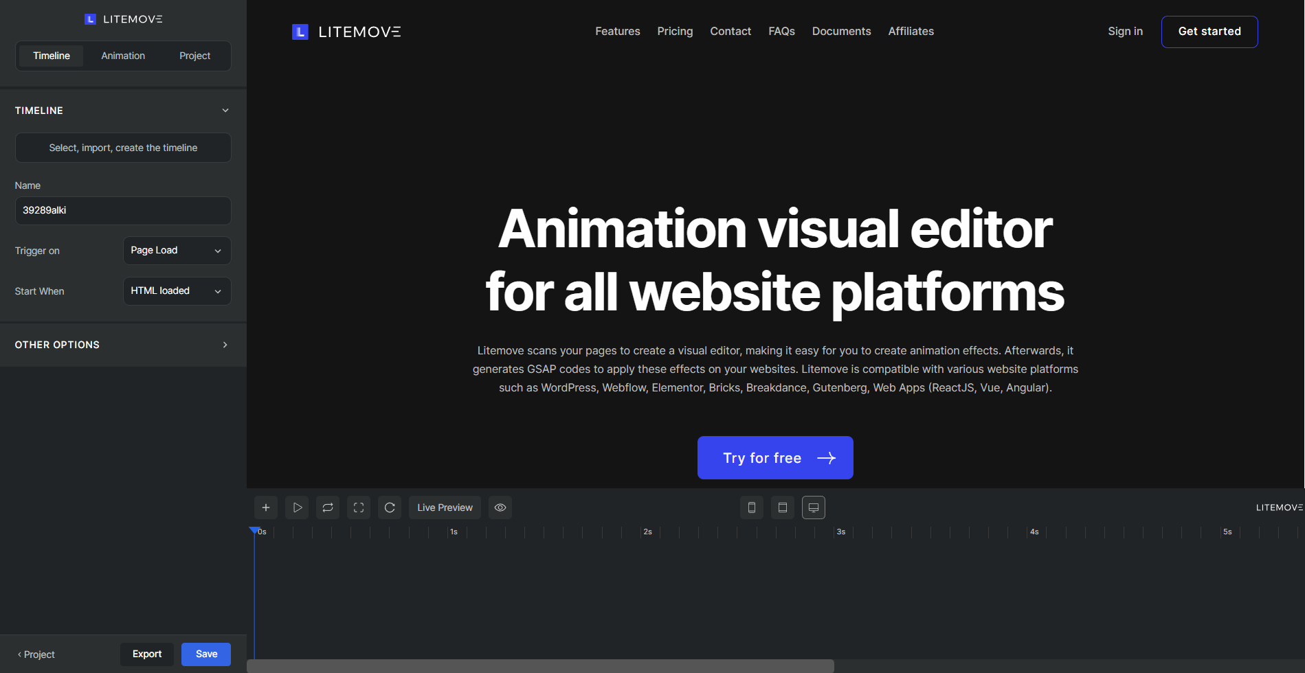 Create first animation - SaaS method - Softlite.io
