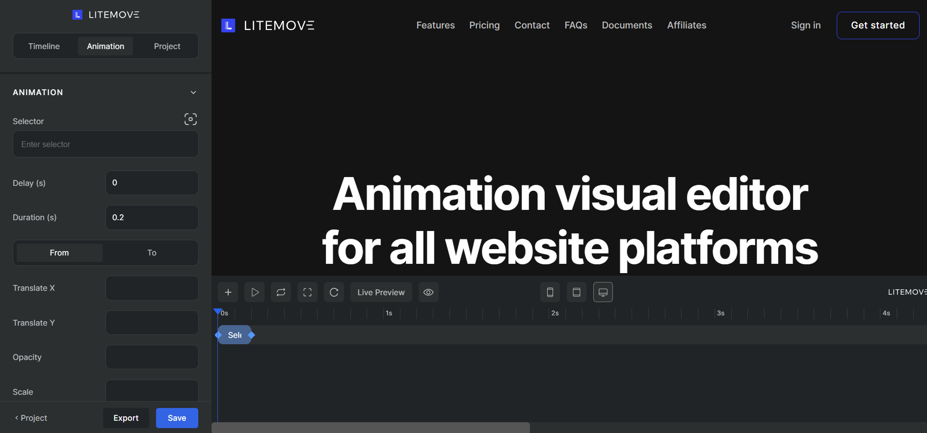 Overview of LiteMove Editor Builder - Softlite.io